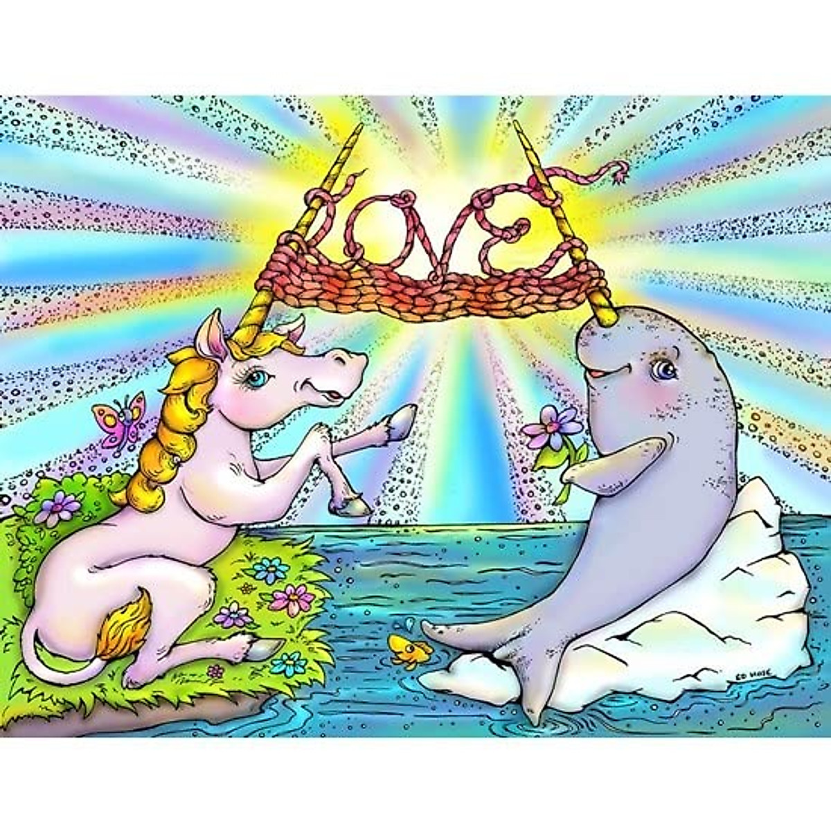 CafePress Narwhal And Unicorn Knitting Love Together Mugs Ceramic Coffee Mug, Tea Cup 11 oz