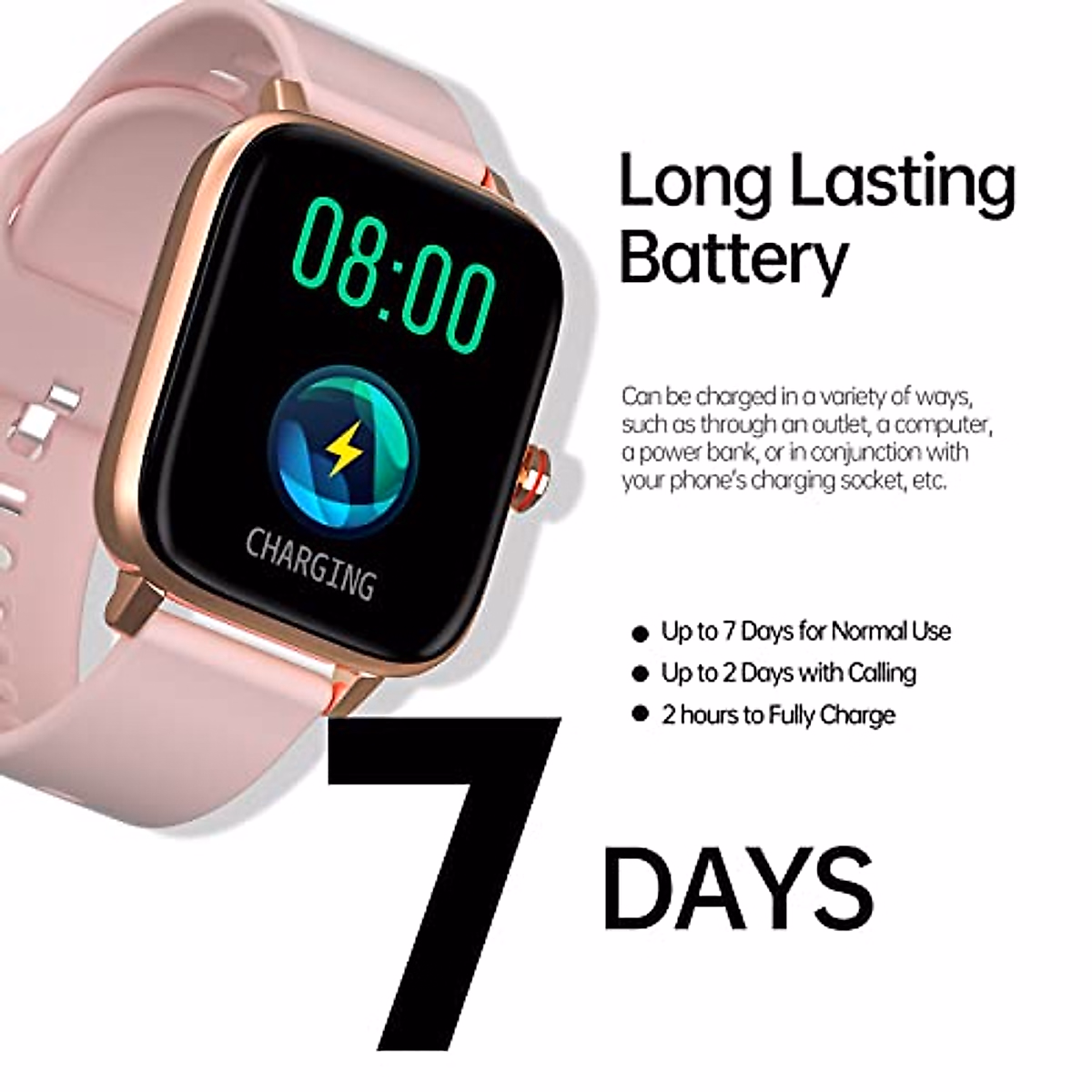 Smart Watch, Smart Watches for Men Women with Call and Text, 1.69" Watch Fitness Tracker Sport Watch with Sleep Health Monitor Activity Trackers Watch Compatible Android Phones iOS (Pink)