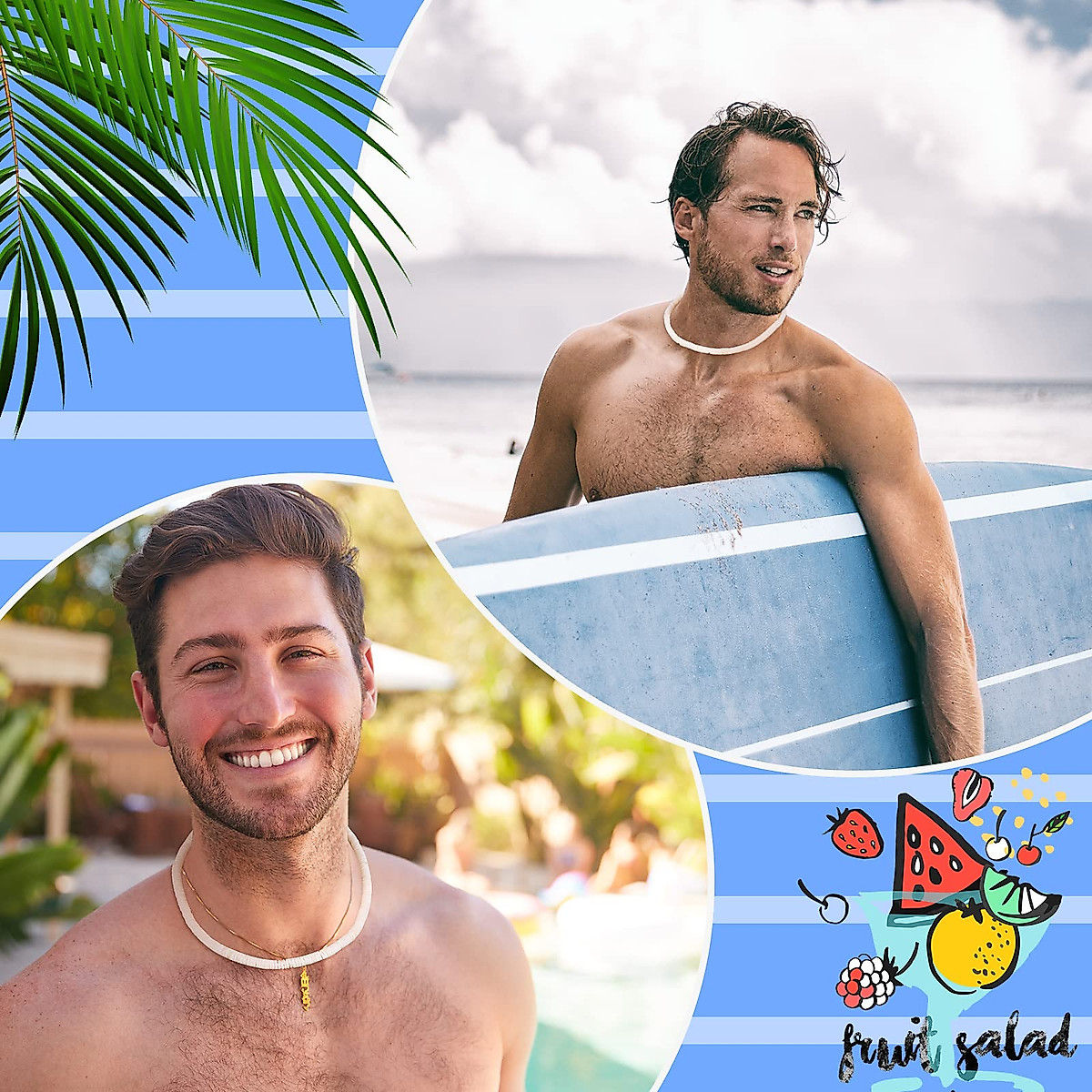 WILLBOND 3 Pcs Puka Shell Necklace Men Women White Surfer Necklace Seashell Necklace Shell Beaded Choker with Extension Chain (16 Inch)