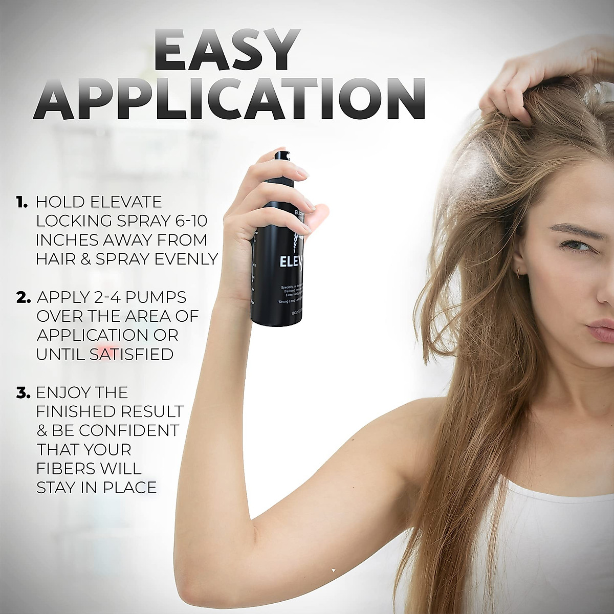 Elevate Hair Fiber Locking & Setting Hold Spray | New Advanced Long Lasting Formula | 2-6 Month Supply | Strong Formula for Wind, Sweat, and Weather Resistant for Men and Women