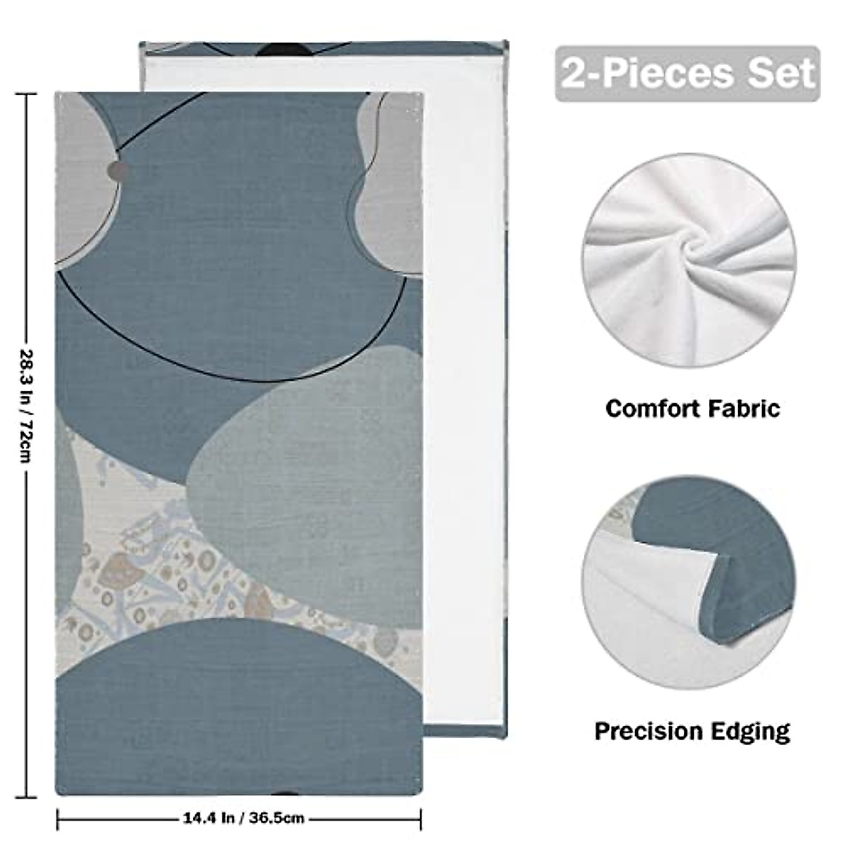 Geometry Blue and Gray Hand Towels Mid-Century Modern Abstract Kitchen Hand Towels Dishcloths Set Soft Absorbent Hand Towels for Bathroom Gym Restaurant Hotel
