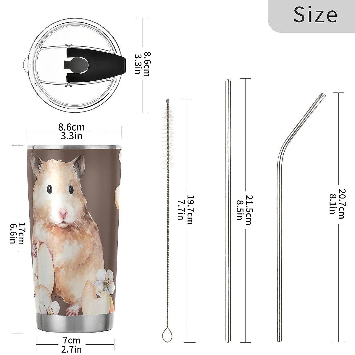 Yasala Tumbler Guinea Pig Apples Insulated Coffee Cup Beverage Container Office Travel Mug with Straw and Lid 20oz Holiday Back to School Gift