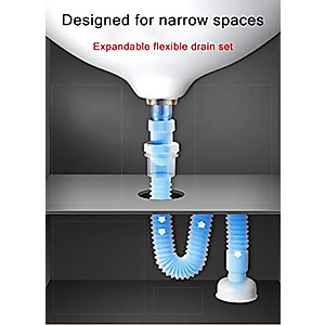 bretoes 1-1/4 Inch Anti-Odor Expandable Flexible Universal Sink Drain Pipe Wash Basin S Tube Down Tube P Trap Tubing (1 1/4 A)