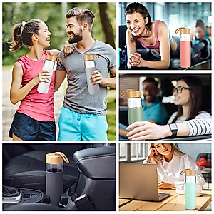 Yomious 20oz Bundle with 25oz Glass Water Bottle with Bamboo Lid and Silicone Sleeve – Reusable BPA Free – Glass Drinking Bottle with Lids