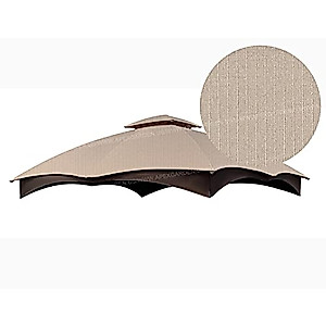 APEX GARDEN Ripstop Canopy Roof Top for The Lowe's Allen Roth 10-ft x 12-ft Gazebo #GF-12S004BTO / GF-12S004B-1 (Ripstop, Beige)