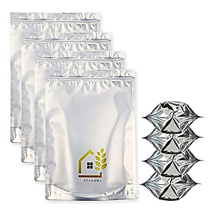Stamora 1 Gallon Mylar Bags - 25 Pack Resealable Mylar Bags for Food Storage 1 Gallon with Stand Up Design | Extra 5 Mil Thick Mylar Bags with with Transparent Front Side | 10" X 14"