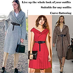 ALAIX Women's Leather Belt Dress Belt for Jeans Jumpsuit Coat Fashion Tie a Knot Genuine Leather Waist Belt Black