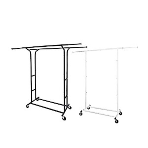 Fishat Heavy Duty Double & Single Rod Garment Rack, Black White