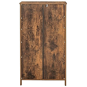 Iwell Storage Cabinet, Bathroom Cabinet with 4 Doors and Adjustable Shelf, Floor Cabinet for Living Room, Bedroom, Home Office, Rustic Brown