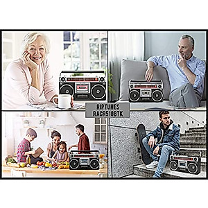 Riptunes Boombox Radio Cassette Player Recorder, AM/FM -SW1/SW2 Radio, Wireless Streaming, USB/Micro SD Slots, Aux in, Headphone Jack, Convert Cassettes to USB/SD, Classic 80s Style Retro, Black