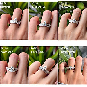 DovEggs Moissanite Engagement Rings for Women 1.5ct Center 6X8mm H-I Color Pear Cut Moissanite Lab Grown Hidden Halo Wedding Engagement Ring Solitaire 14k Gold Quality Silver with Accents Band Width