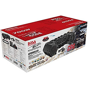 BOSS Audio Systems ATVB95LED UTV ATV Speakers - Weatherproof, ATV Soundbar, 8 Inch Speakers, 1.5 Inch Tweeters, Amplified, Wired Remote for Bluetooth Connectivity, LED Light Bar, Storage Compartment