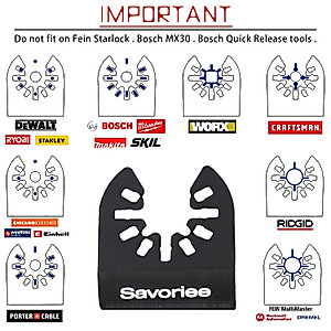 Savoriee 30PCS Oscillating Saw Blades, Universal Titanium Multitool Blades for Wood Plastics Metal, Quick Release Multi Tool Kits Fit Bosch Ryobi Milwaukee Rockwell Fein Makita