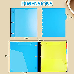 WOT I All-in-one Telescoping Binder Notebook, Refillable Binder+Elastic Rubble Spine+Customized Front Cover+Catalog Back Pocket+5 Subject Dividers+Movable Pocket Folder+Notepaper, Blue