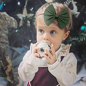 Whale&clouds Baby Headbands and Bows for Girls,10 Pcs Linen Hair Bows with Stretchy Nylon Hair bands,Handmade Hair Accessories with 4 inch Big Bows for Newborn Toddler Children Gifts