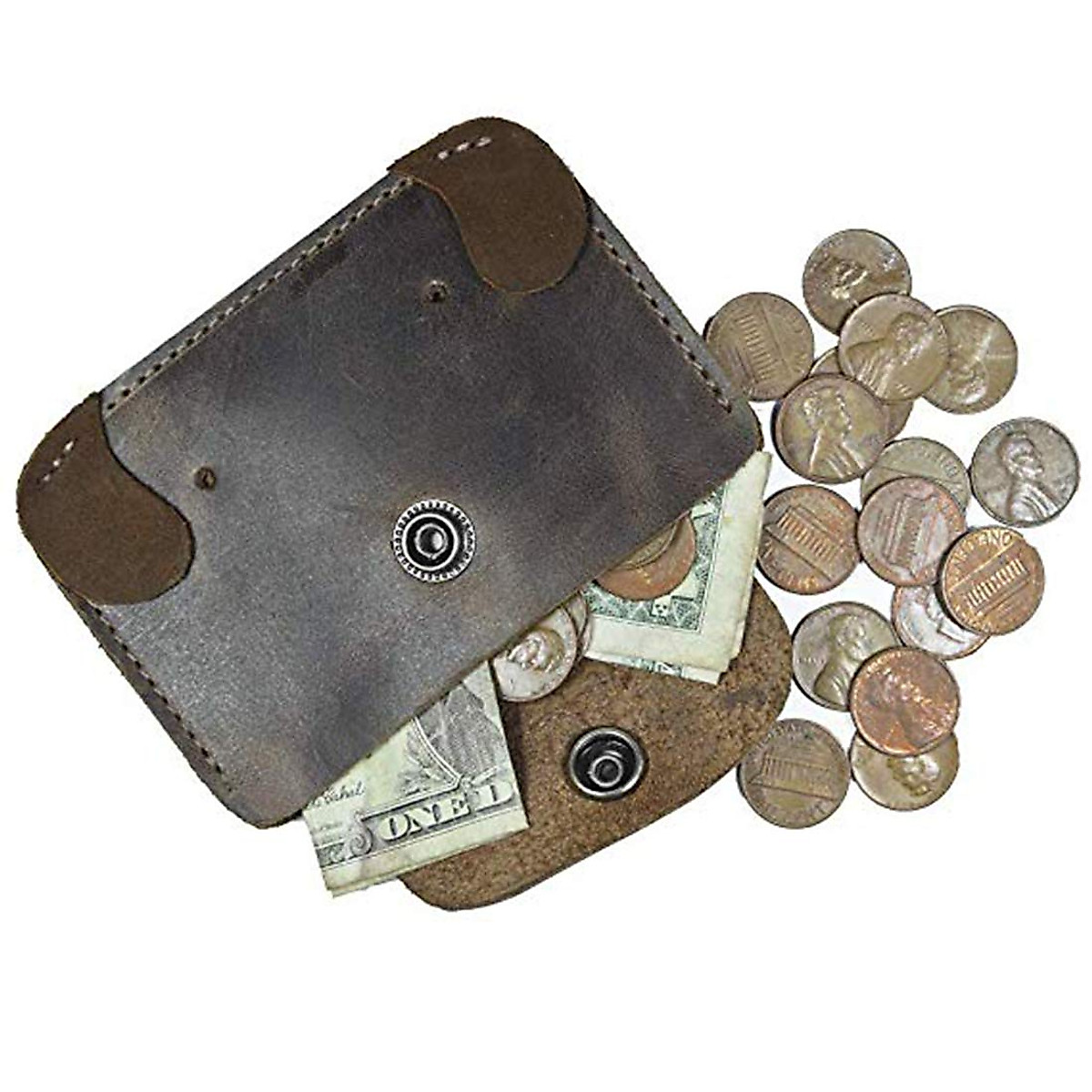 Hide & Drink, Leather Dog Wallet/Coin Pouch/Purse/Accessories/Card Holder/Cute Wallet, Handmade :: Bourbon Brown