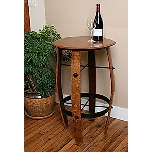 Wine Barrel Side Table Or End Table With Band Solid Oak Construction 35" H 22" W