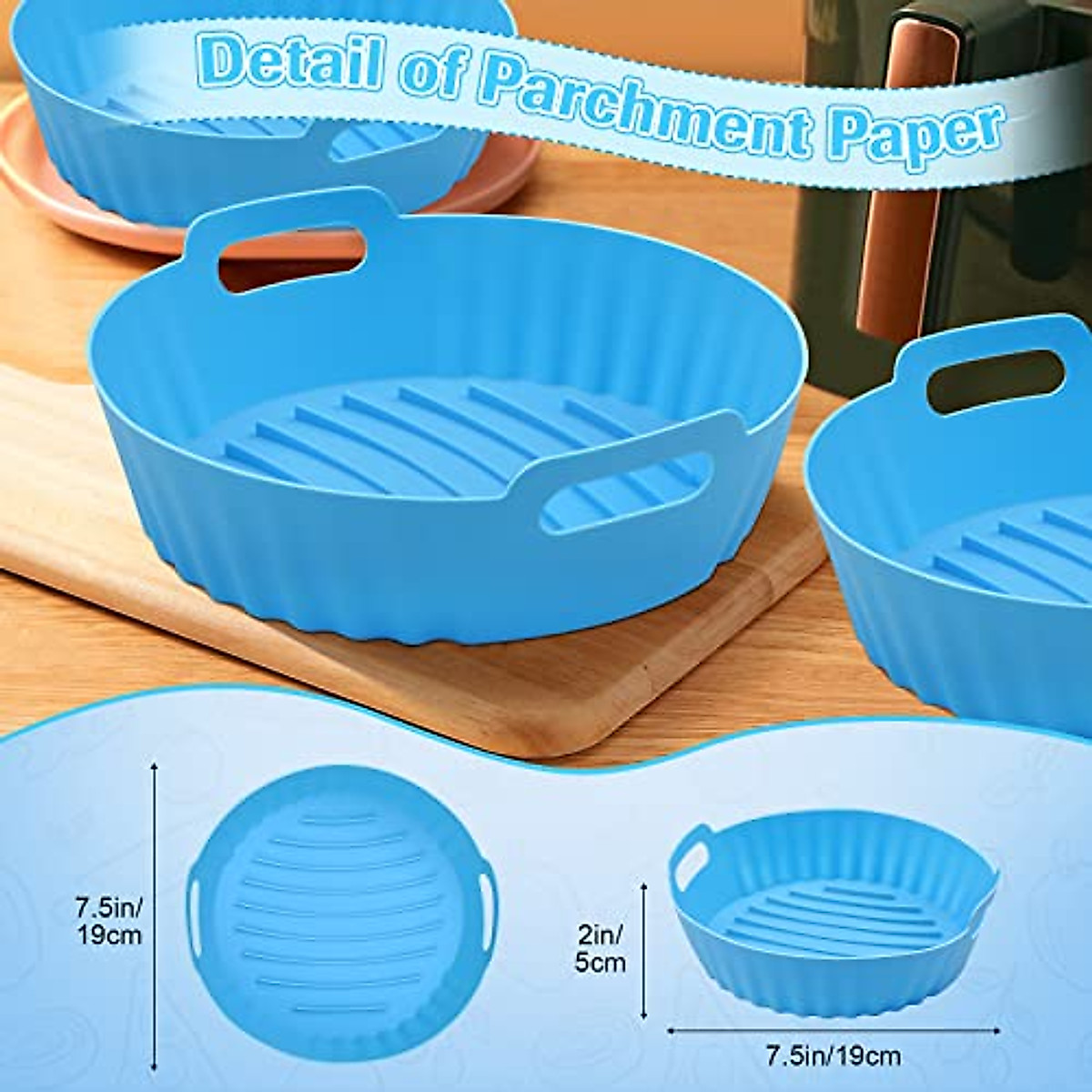 Woltechz 2 Pack Air Fryer Silicone Tray Liners - 1.5mm Thickness, Non-Stick, Heat Resistant, Time-Saving and Easy to Clean - Ideal for Cooking, Baking, and Grilling