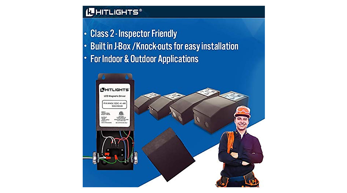 HitLights 12V 40W Dimmable LED Driver | Flicker-Free & ETL Listed
