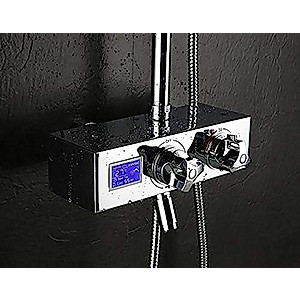 Kitchen Taps Brass Wall Mounted Bathroom Thermostatic Faucets Mixer Bath Shower Set With Square Shower Head Chrome Finish