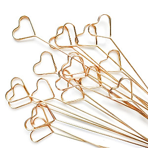 20 Pcs Metal Wire Floral Place Card Holder Pick 13 Inch Gold Photo Clip Memo for Wedding Birthday Baby Shower Party Favor, Love