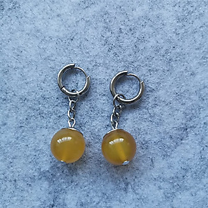 1 Pair of Anime Cartoon Vegetto Potara Ball Black Son Goku Zamasu Cos Stainless Steel Earrings Ear Clip Cuff (Pair pierced yellow)