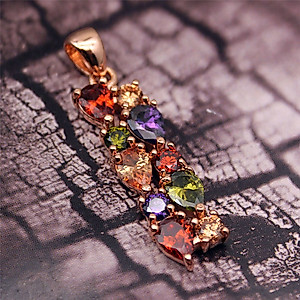 Vanessa Rose Gold Multi Gemstone Jewelry Sets for Women,Sparkling Garnet Amethyst Morganite Peridot Topaz (Pendant)