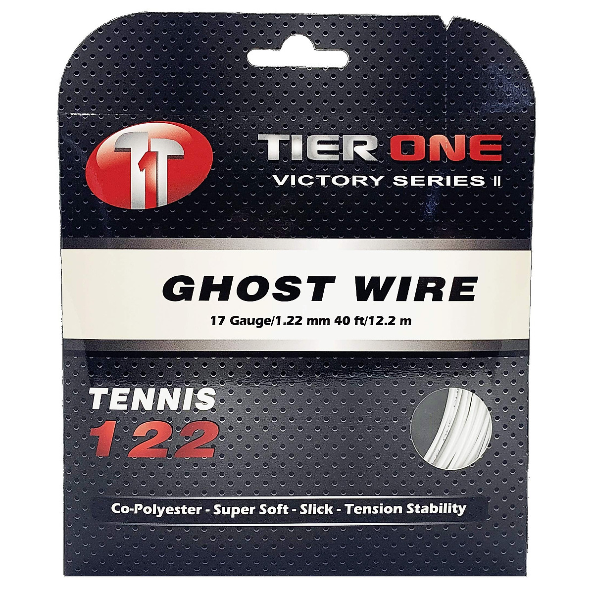 Tier One Sports TRU PRO Ghost Wire - Tennis String Set (Poly): Super Soft and Arm Friendly (17g (1.22 mm), 12.2 m, White)