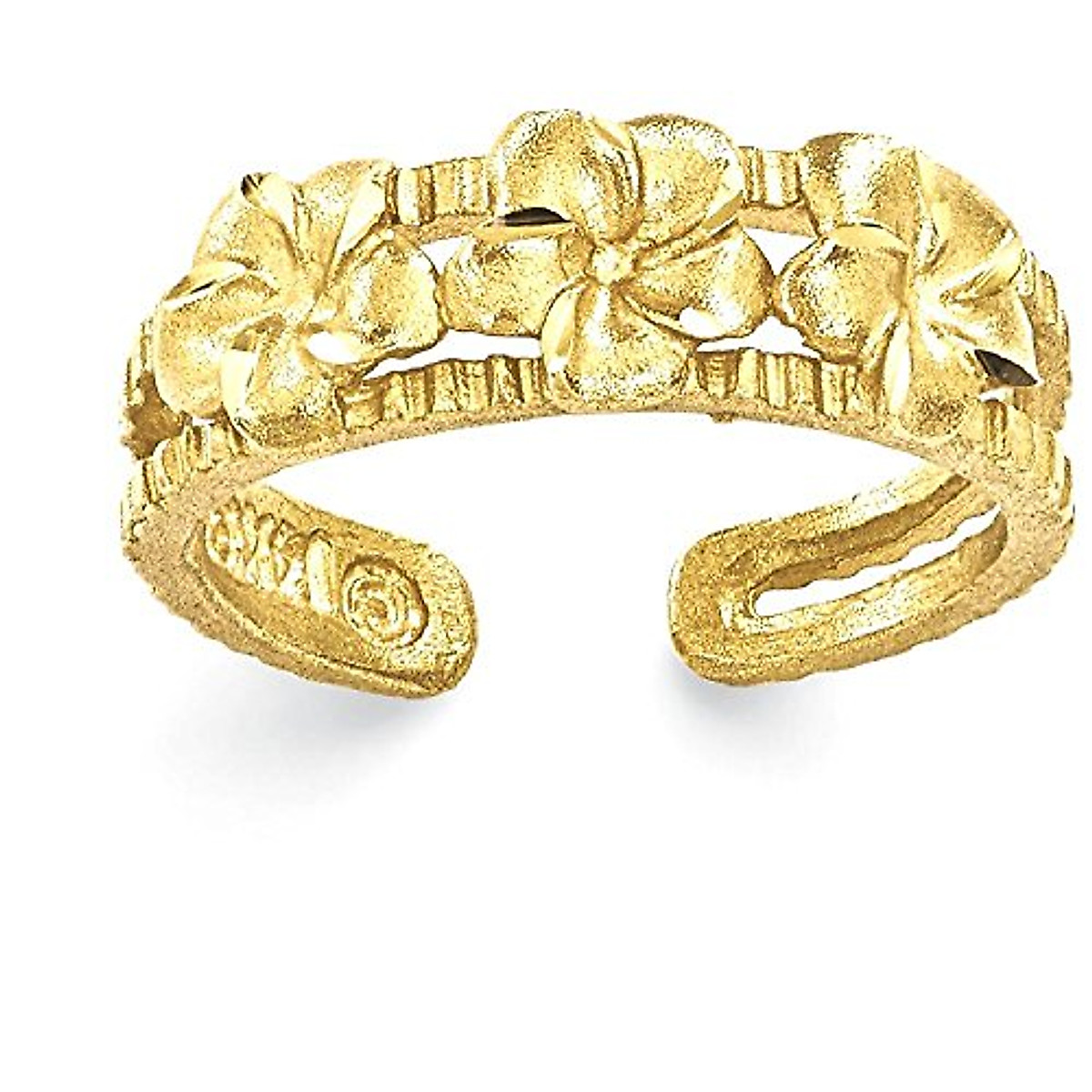 IceCarats 14K Yellow Gold Hawaiian Plumeria Flower Adjustable Toe Ring Open Midi Band Summer Beach Jewelry