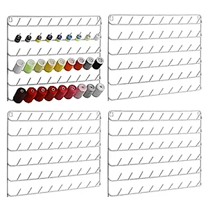 Thread Holder Organizer Wall 54-Spool Sewing Thread Rack 4 Pack Embroidery Spool Holder Organizer Wall Mounted with Hanging Tools White