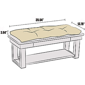 Big Hippo Indoor Outdoor Bench Cushion 35" X 13" - Non-Slip Bench Seat Cushion for Lounger Garden Furniture Patio Lounger Bench