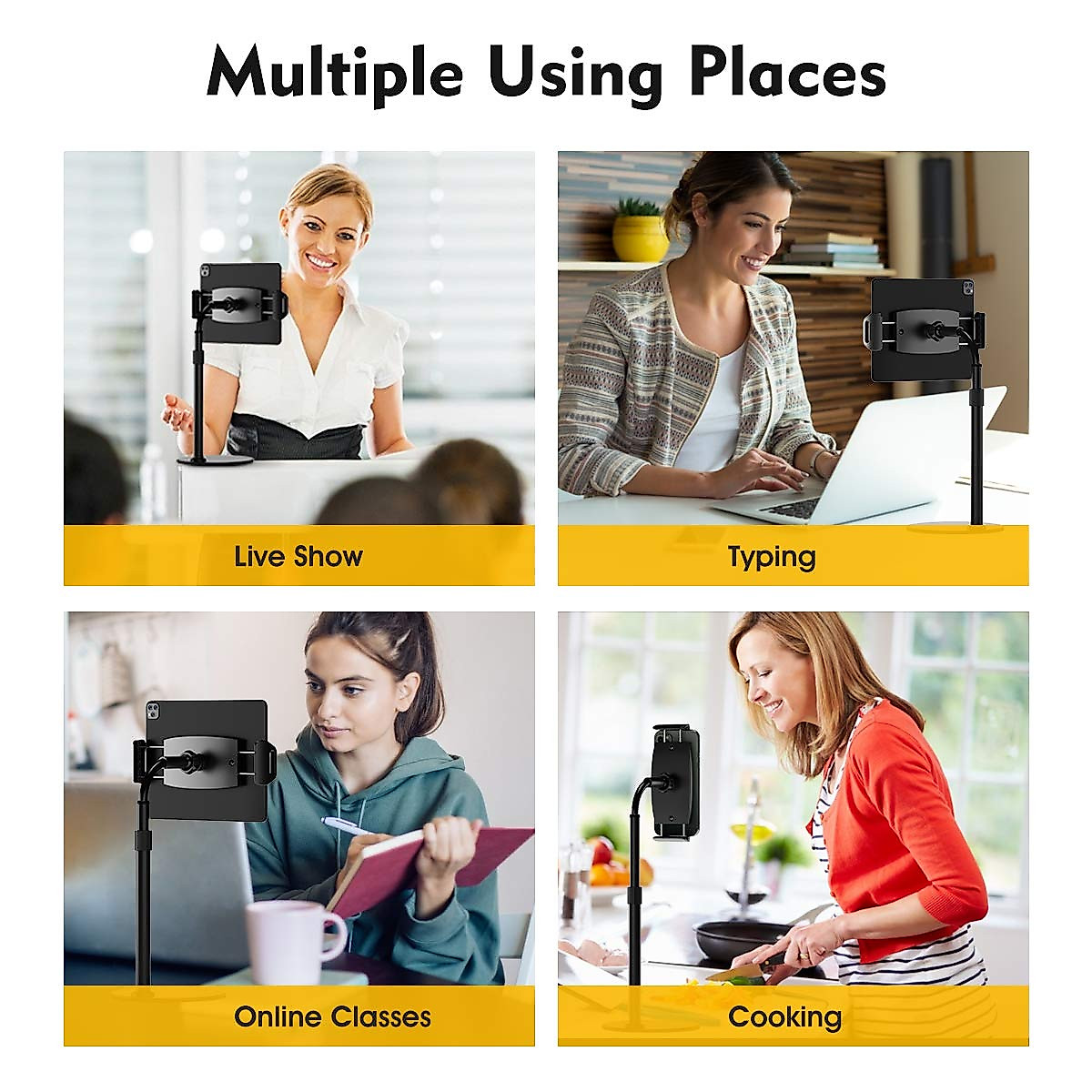 Licheers Tablet Stand and Holder Adjustable, Tablet Holder for Desk, Thick Case Friendly iPad Holder Stand Compatible with(4.7"-13") iPad Pro 12.9,10.9,10.2, Air Mini 4 3 2, Fire, Tab, Nexus, Kindle