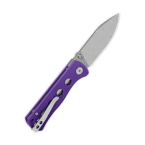 QSP KNIFE CANARY FOLDER POCKET KNIFE, SHARP 14C28N BLADE with COLORFUL G-10 HANDLES (stonewash blade, purple G-10 handle)