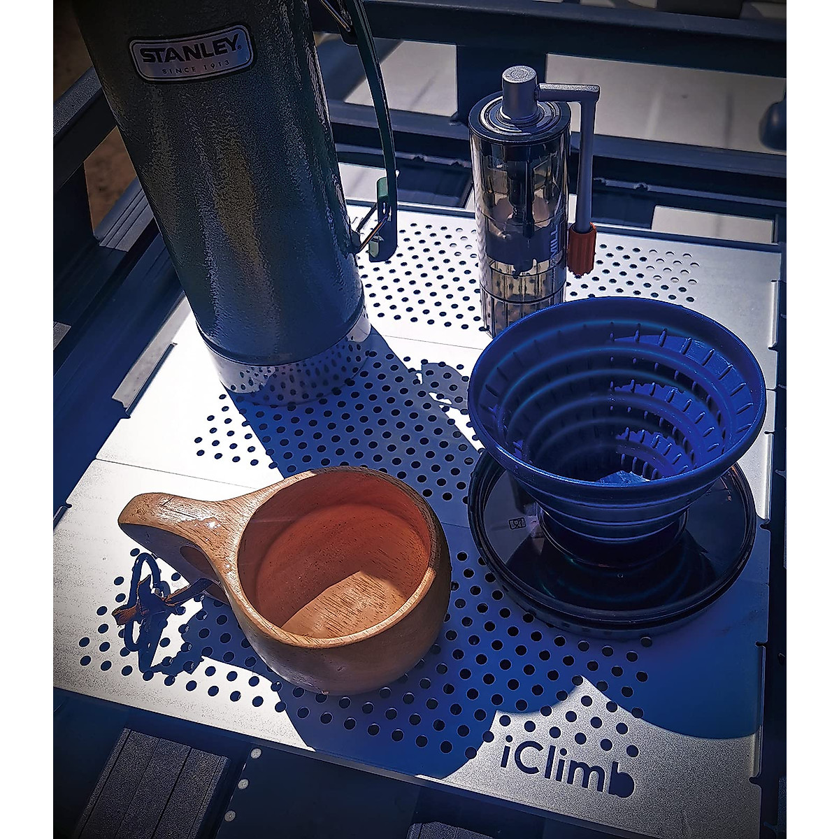 iClimb Mini Solo Folding Table Ultralight Compact for Backpacking Camping Hiking Beach Picnic (Gunmetal, L)