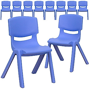 Flash Furniture 10 Pack Blue Plastic Stackable School Chair with 12'' Seat Height