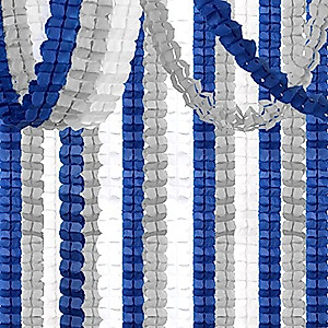 Navy-Blue White-Silver Party-Decorations Streamers Garland - 12pcs Royal Graduation 2022 4-Leaf Clover Paper Streamer Men Boy Birthday Wedding Bridal Shower Flower Banners Fathers Day Decor Ouruola