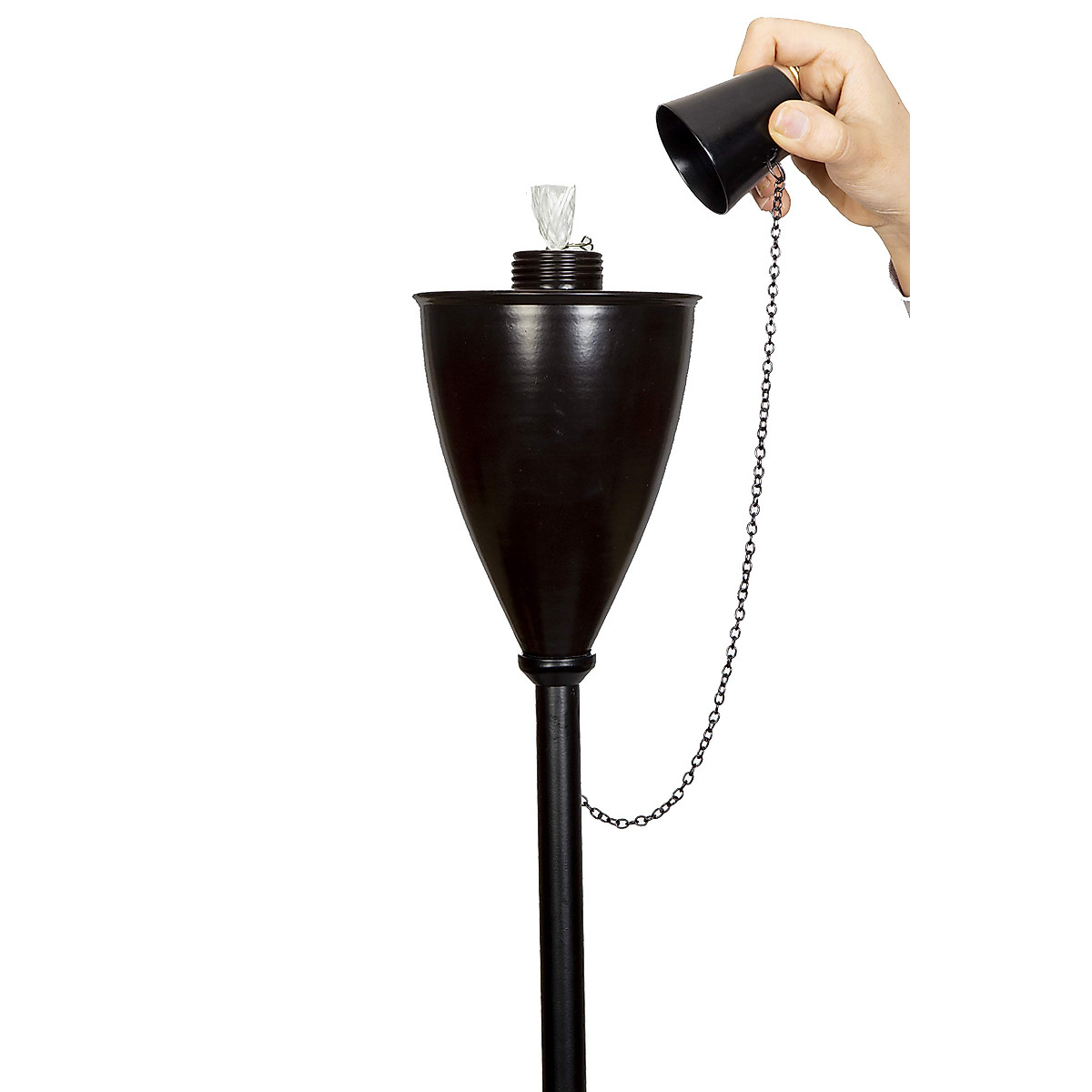 BIRDROCK HOME 4 Pack Outdoor Wide Conical Torches - Oil Rubbed Bronze - Flame Light Torch - Backyard Garden Patio Lighting - Metal Lamp - Decorative Urban Lantern