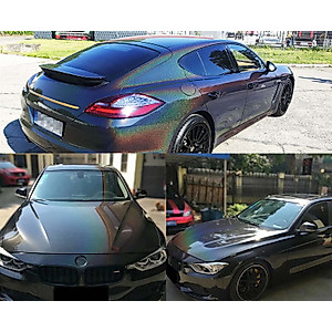 YOLOCKEY Holographic Laser Black Chrome Car Vinyl Wrap Roll Gloss Decal Film Self Adhesive Sticker Sheet Air Release