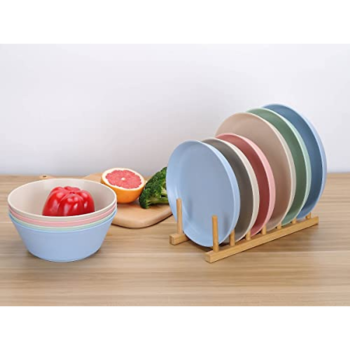 LuckyZone 9 Inches Reusable Wheat Straw Plates, Sets of 4 | Lightweight & Unbreakable Plate for Home Kitchen | Dishwasher & Microwave Safe | BPA Free & Eco-Friendly (9 Inches)