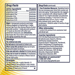 Aquaphor Lip Repair Stick with Sunscreen, Lip Protectant, Soothes Dry Chapped Lips, 0.17 Oz Stick, 2 Count (Pack of 2)