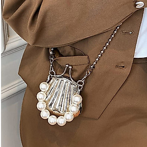 Zenosy Mini Pearl Evening Bag for Women Fashion Handbag Satchel Purse Shoulder Bag Crossbody Purse with Pearls