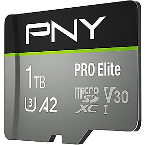 PNY 1TB PRO Elite microSDXC Memory Card - 100MB/s, UHS-I, 4K UHD, Full HD, A2, micro SD