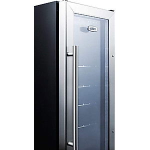 Summit Appliance SCR1225B Built-In 12" Wide Undercounter Commercial Glass Door Beverage Center with Lock, Auto Defrost, Professional Handle, Digital Thermostat, LED Lighting and Black Cabinet