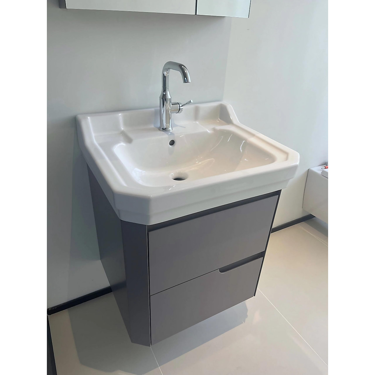 AMASHEN 24" Victoria Sink Without Pedestal, Rectangular Ceramic Bathroom Sink with Single Hole and Overflow, White (Sink Only)