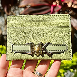 Michael Kors Reed Large Card Holder Wallet MK Signature Logo Leather (Light Sage)