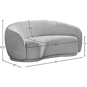 Meridian Furniture 693Grey-L Hyde Collection Modern | Contemporary Boucle Fabric Upholstered Loveseat, Grey, 64" W x 38" D x 27.5" H