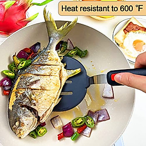 KLAQQED 4Pcs Spatula Silicone Heat Resistant Flexible Rubber Silicone Spatulas for Nonstick Cookware, Burger Pancake Spatula Turner Large Silicone Spatulas Set for Cooking Kitchen Utensils Set Black