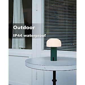 WEILAILUX Cordless Mushroom Table Lamp, Waterproof Shower Lamp, Battery Operated Table Lamp Rechargeable, Touch Dimmable Night Light for Bedroom/Patio/Camping/Dinning/Outdoor (Green)