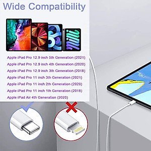 2 Pcs USB-A to USB-C Fast Charger Cable Cord for iPad Pro 12.9 Inch (3rd 4th 5th 6th Generation) 11 Inch 4th/3rd/2nd/1st Gen & New iPad Mini 6th Gen, iPad Air 4/5th Gen, for Stylus Pen Charging Cable
