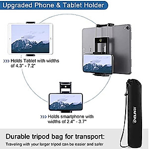 Endurax 74 Camera Tripod for Canon Nikon Sony, DSLR Tripod Stand Tall with Phone Mount and Carry Bag